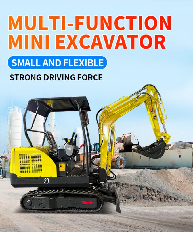 Hydraulic Tiny Mini Excavator 2000kg 4km/h Compact Digging Equipment